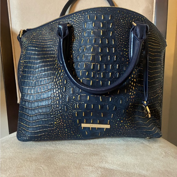 Brahmin | Bags | Brahmin Navy Blue Iridescent Gold Crocodile Embossed ...